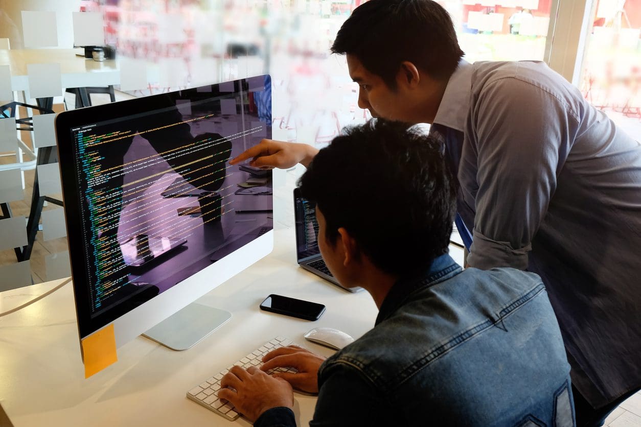 Programer Team Working With Computer Coding Software Development